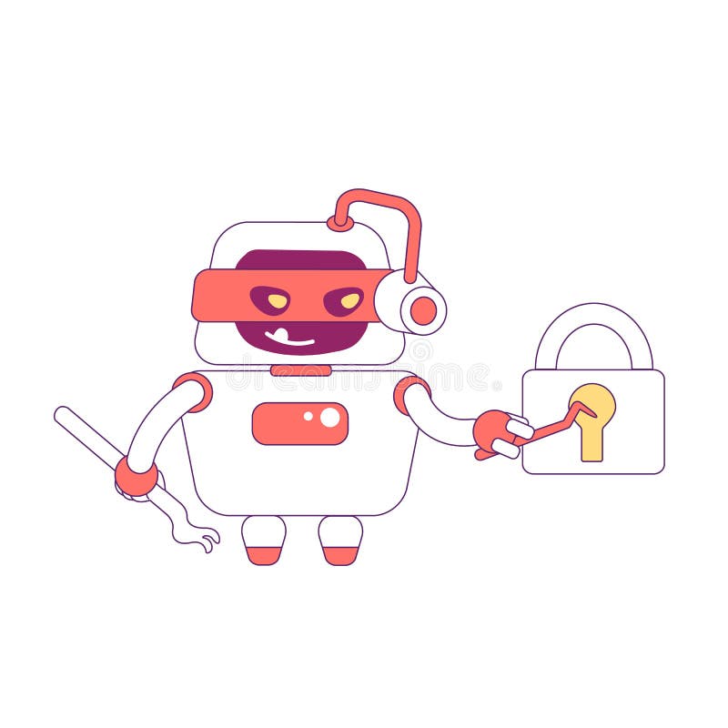 Hacker Robot Hacks into a Computer. Cyborg of Future is Working at ...