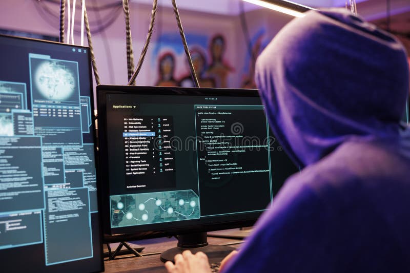 Hacker Running Illegal Malware on Screen Stock Image - Image of illegal, activity: 281791779