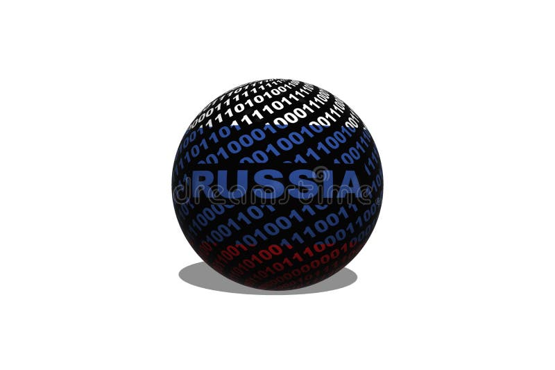 Hacker Russia 3D. Digital Russian Flag and a Binary Background ...