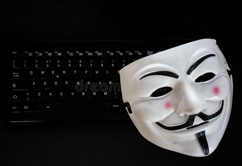 Hacker`s Mask on Black Background Editorial Photo - Image of connect ...