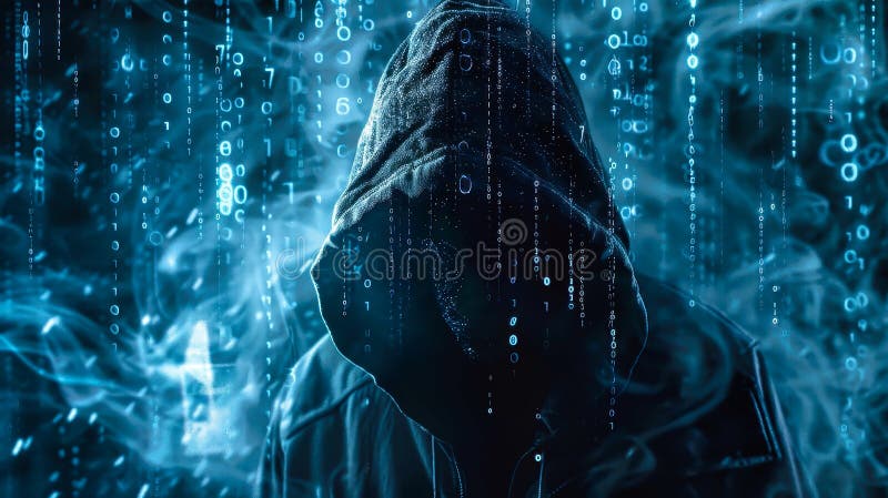 A Hacker S Shadow Amidst the Digital Rain Stock Image - Image of hacker ...