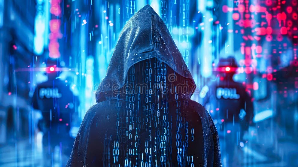 A Hacker S Shadow Amidst the Digital Rain Stock Image - Image of ...
