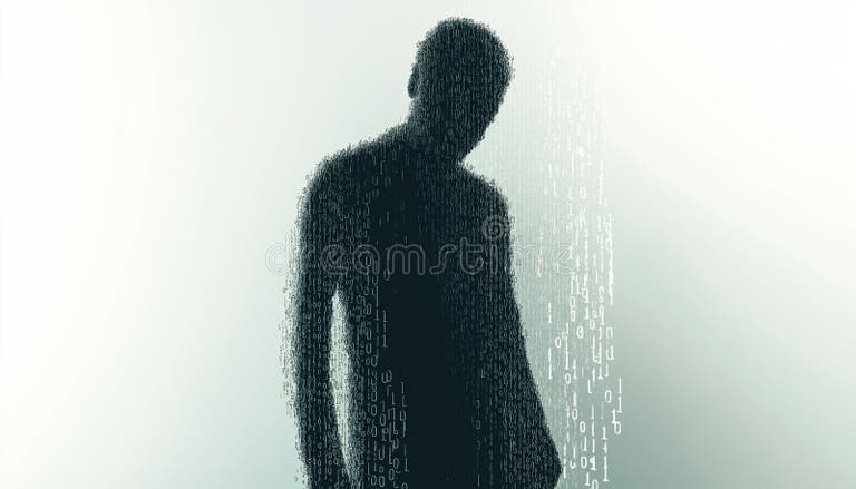 Hacker S Silhouette Staring at Camera while Binary Code Streams from ...