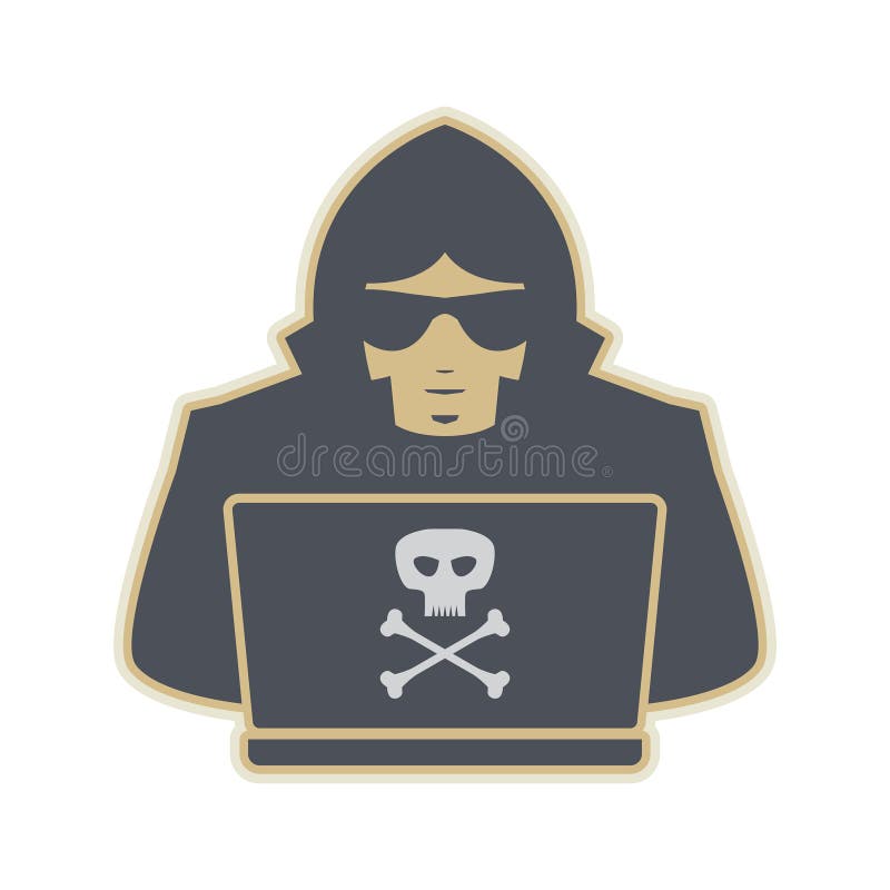 Hacker Searching on Laptop. Spy Icon or Sign Symbol Stock Vector ...