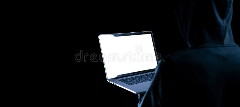 Hacker Security Cyber Attack. Digital Laptop in Hacker Man Hand ...