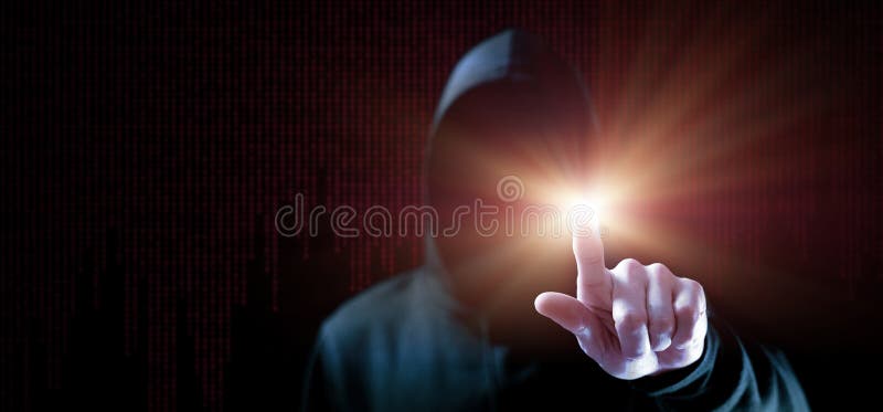 Hacker Security Cyber Attack. Hacker Man Hand Isolated on Black Stock ...