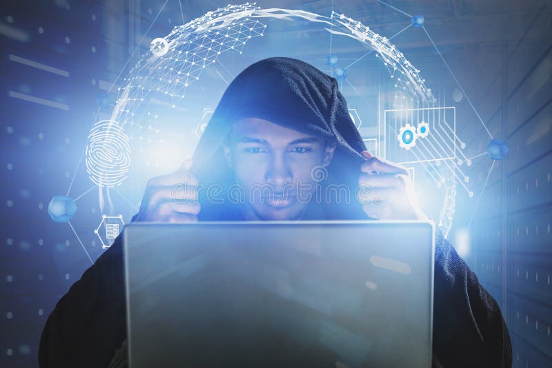 Hacker in Server Room, Cyber Security Stock Image - Image of control ...