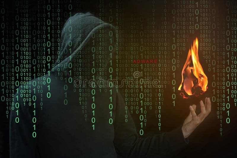 Hacker Show a Fireball on Hand, Fireball Adware Concept Stock Photo ...