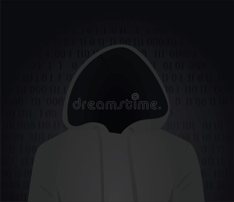 Silhouette Of A Hacker In A Hood, Against A Background Of Glowing Green Binary Code, Hacking Of ...