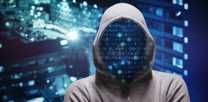 Composite Image of Hacker Standing with Arms Crossed Stock Image ...