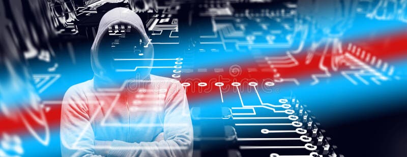 Composite Image of Hacker Standing with Arms Crossed Stock Illustration ...