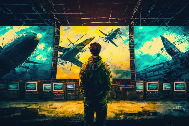 Hacker Standing in Front of Monitors. Beautiful Illustration Picture ...