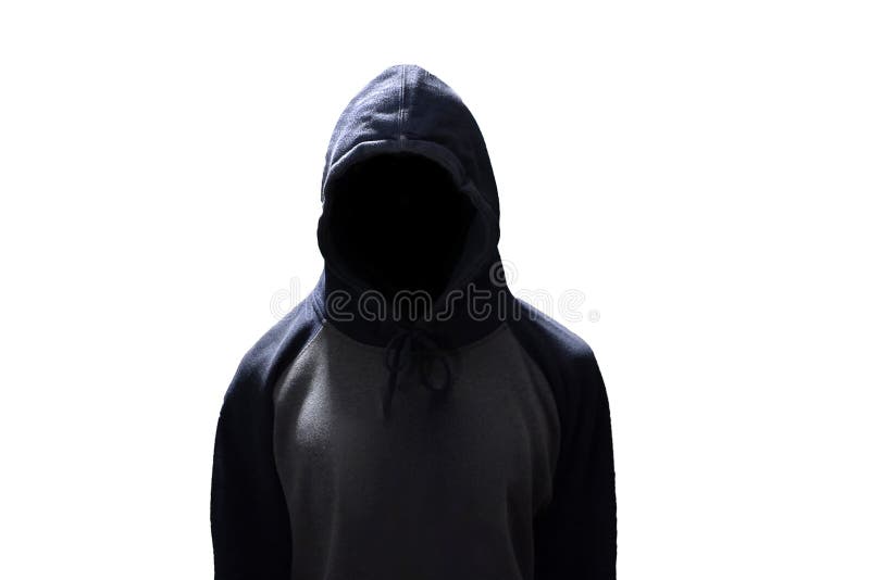 Hacker Standing Isolated on White Background. Human Anonymous in Safety ...