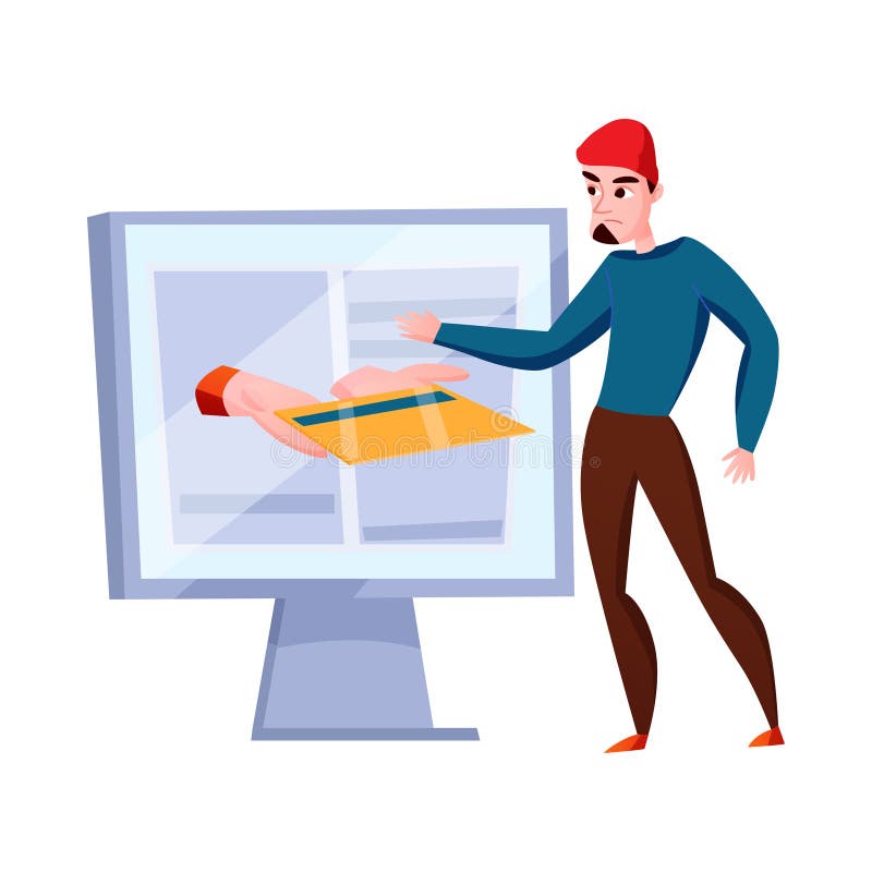 Hacker Stealing Card Composition Stock Illustration Illustration Of