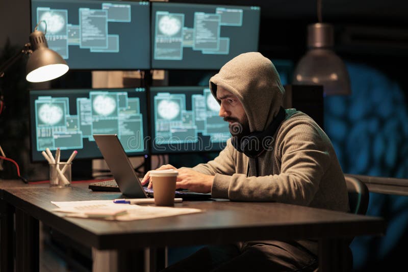 Hacker Stealing Computer Information from Server Stock Photo - Image of ...