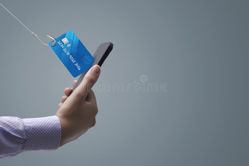 Hacker Stealing Credit Card Information on a Smartphone Stock Image ...