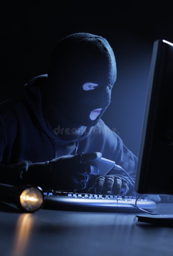 Man Stealing Data from a Laptop Stock Photo - Image of security, data ...