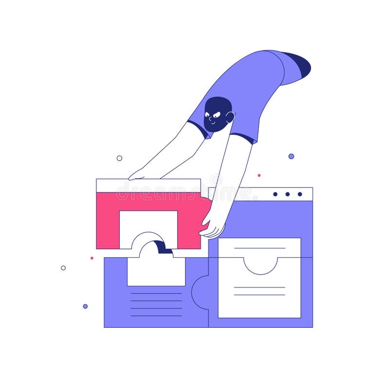 Data Theft by Hacker Stealing Files from Database in Flat Vector ...