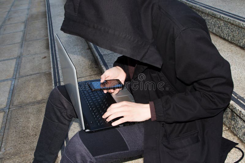 Hacker Stealing Password and Identity Computer Crime Stock Photo ...