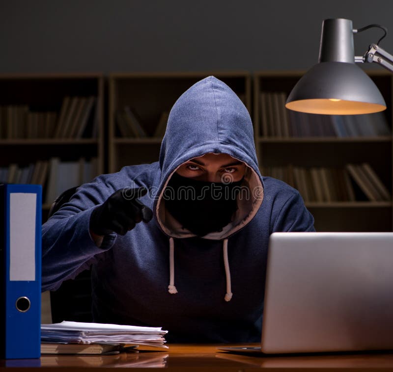 Hacker Stealing Personal Data from Home Computer Stock Image - Image of ...
