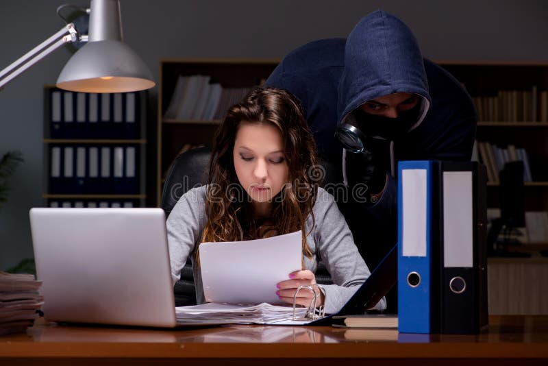 The Hacker Stealing Personal Data from Home Computer Stock Image ...