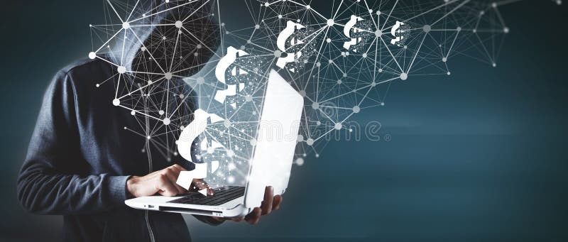Hacker Steals Money and Sends Money from the Account Stock Photo ...