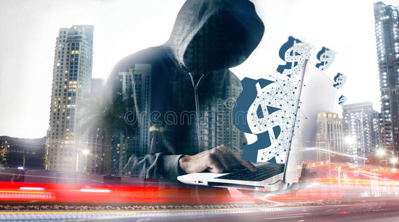 Hacker Steals Money and Sends Money from the Account Stock Image ...