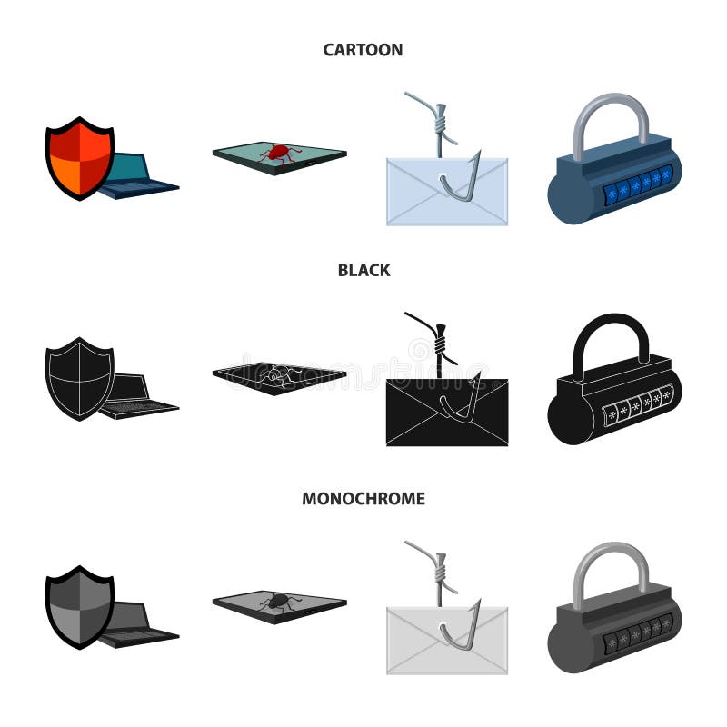 Hacker System Connection Hackers And Hacking Set Collection Icons In Cartoon Black Monochrome