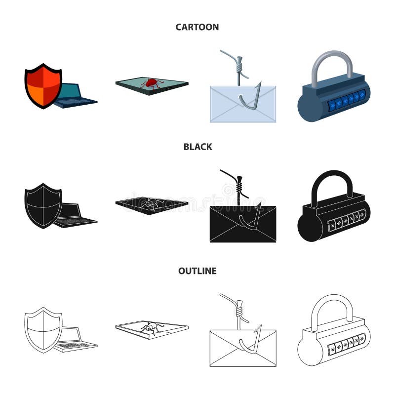 Hacker System Connection Hackers And Hacking Set Collection Icons In Cartoonblackoutline
