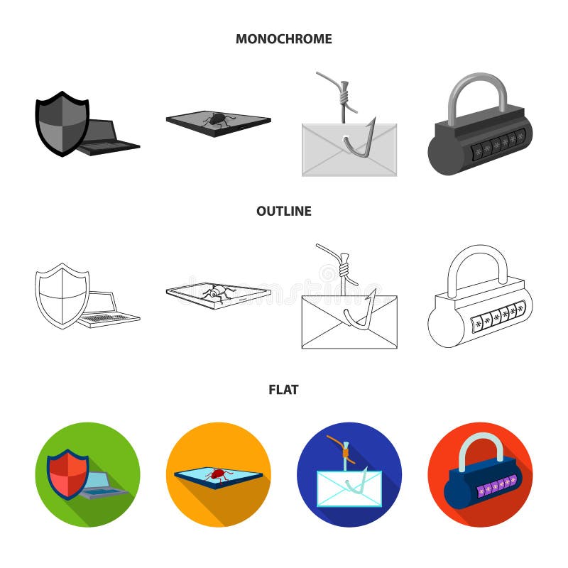 Hacker System Connection Hackers And Hacking Set Collection Icons In Flat Outline Monochrome