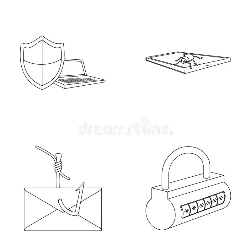 Hacker System Connection Hackers And Hacking Set Collection Icons In Outline Style Vector
