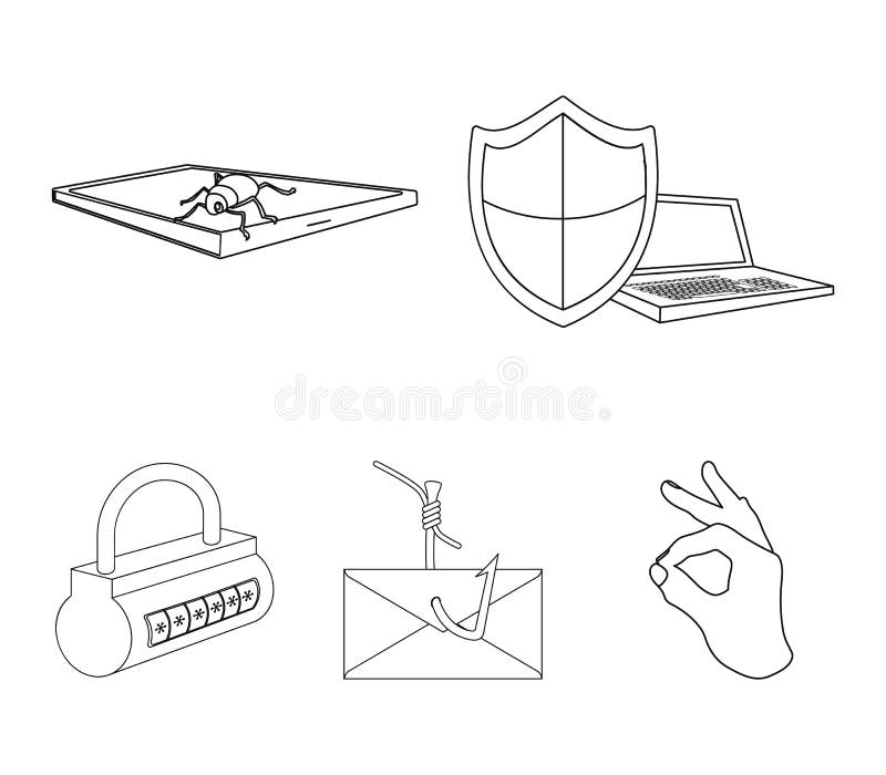 Hacker System Connection Hackers And Hacking Set Collection Icons In Outline Style Vector