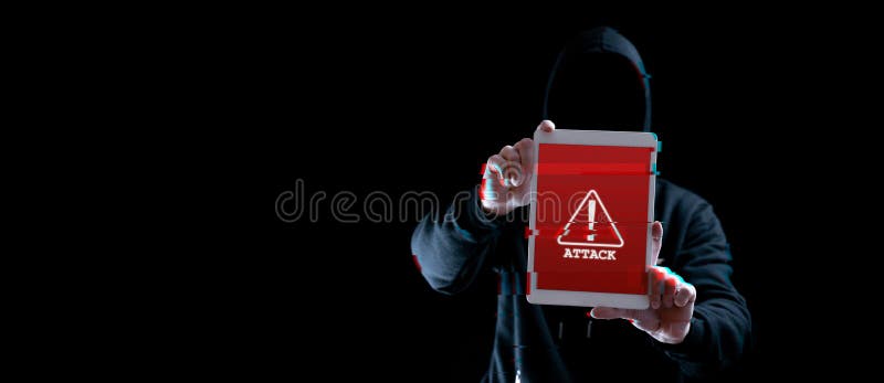 Hacker Tablet Cyber Security. Digital Mobile Phone in Hacker Man Hand ...