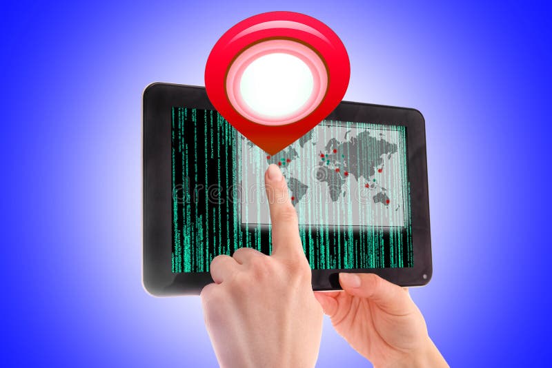 Hacker with Tablet in Hands and Binary Code Stock Image - Image of ...