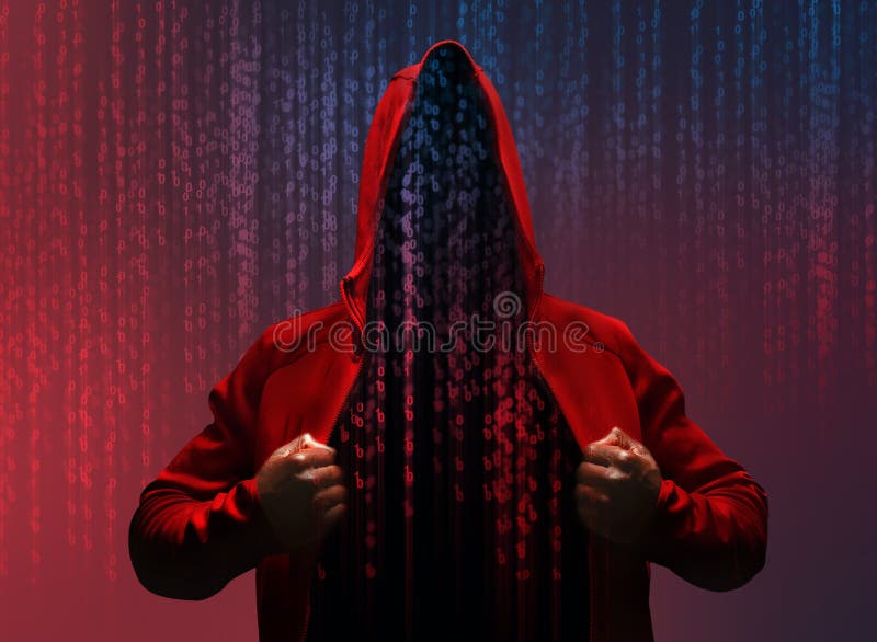 Hacker Takes Off His Sweatshirt. Binary Code Collage Stock Image ...