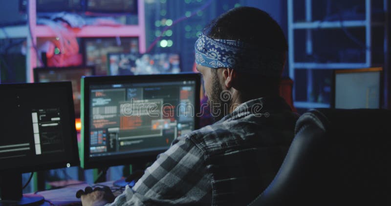 Hacker Team Working in a Basement Stock Photo - Image of computer ...