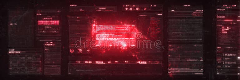 Hacker-themed Interface Experiencing Glitches with a Neon Red Alert ...