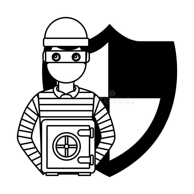 Hacker Thief Safe Box Money Shield Protection Stock Vector ...