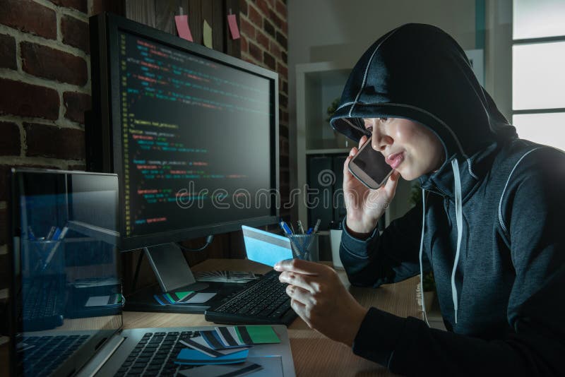 Hacker Threating Victim by Smarphone. Stock Photo - Image of hacker ...