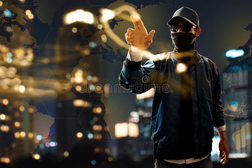 Hacker Touching Computer Screen To Hack Stock Photo - Image of data ...