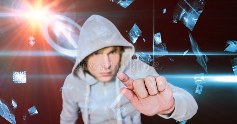Hacker Touching a Smartphone Screen 1 Stock Image - Image of computer ...