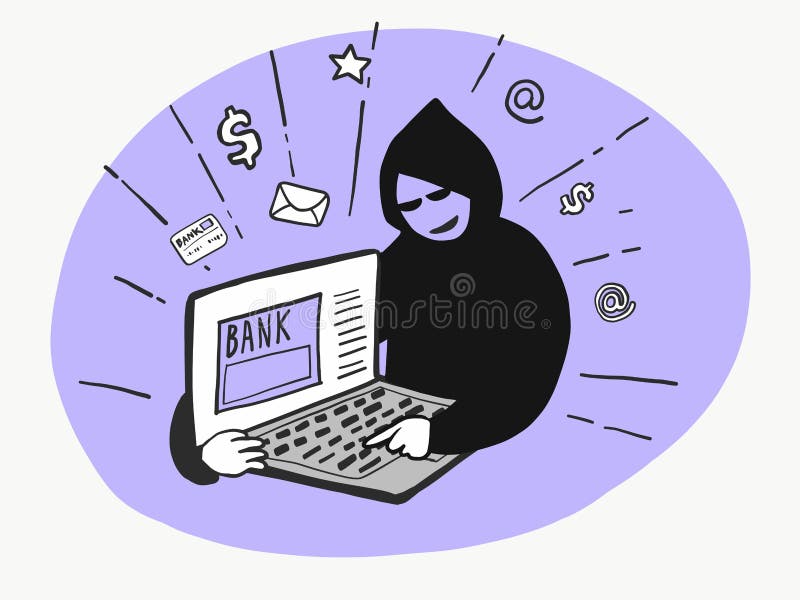 Hacker Trying To Break in Encrypted Data Stock Vector - Illustration of ...
