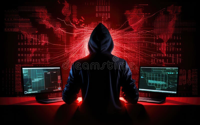 A Hacker Types a Digital Code on a Laptop Keyboard To Infiltrate the Cyberspace of a Network ...