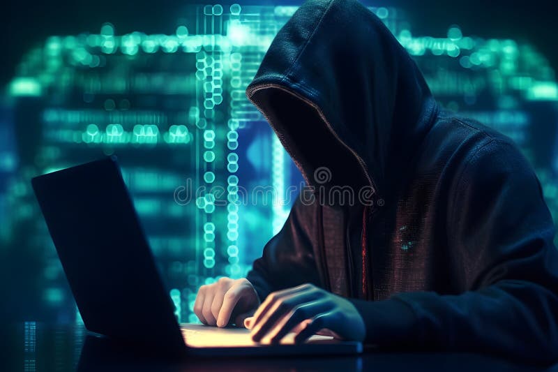 Hacker Typing Computer. Concept of Cybercrime, Cyberattack, Dark Web ...