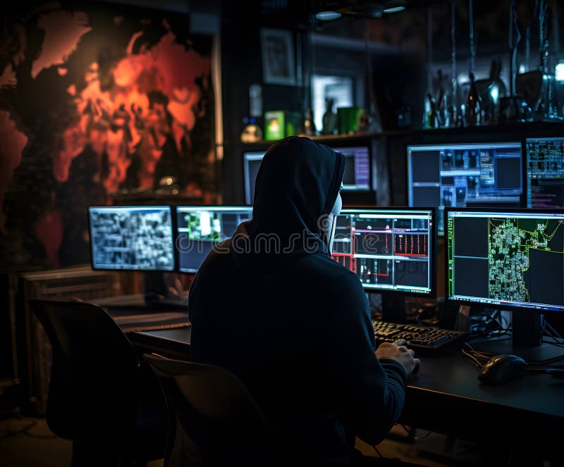 Hacker Typing Computer. Concept of Cybercrime, Cyberattack, Dark Web ...