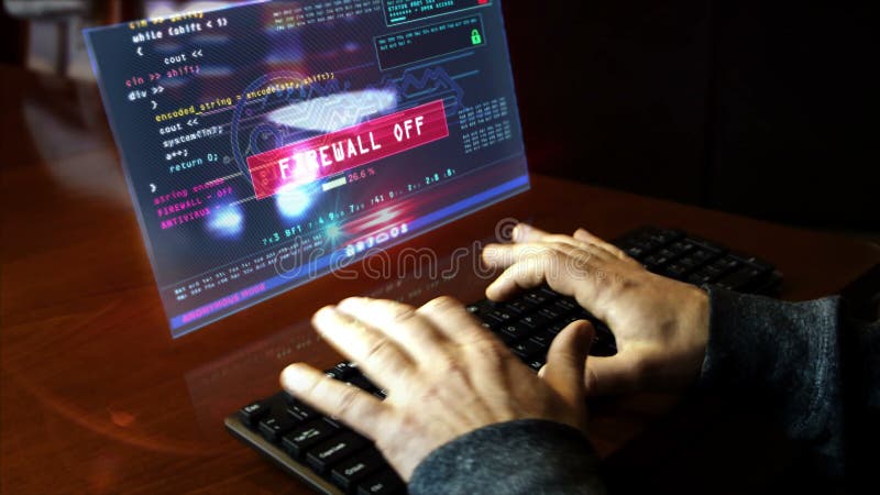 Hacker Typing Keyboard with Hologram Screen and Breaks into the ...
