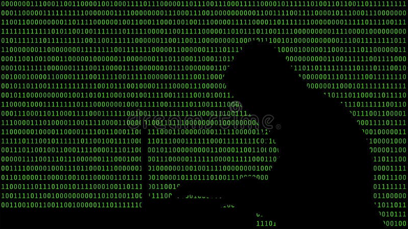 Hacker Typing On A Laptop With 01 Or Binary Numbers On The Computer