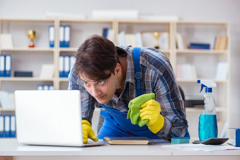 The Hacker Under Cleaner Cover Stealing Personal Data Stock Image ...