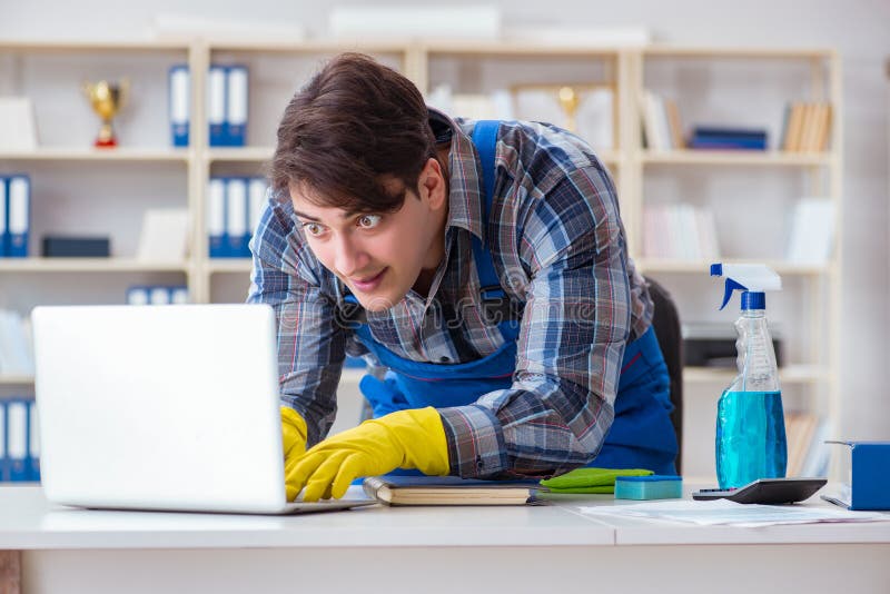 The Hacker Under Cleaner Cover Stealing Personal Data Stock Image ...