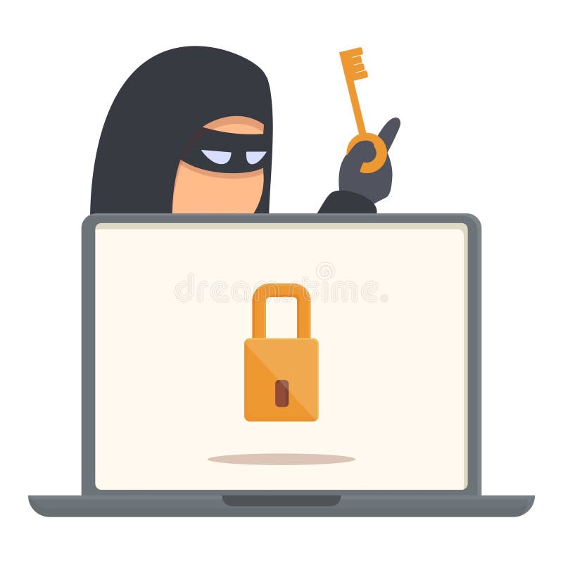 Hacker Unlock Icon Cartoon Vector. Cyber Attack Stock Vector ...